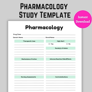 Printable Pharmacology Notes for Nursing Student, NCLEX, Pharmacologist ...
