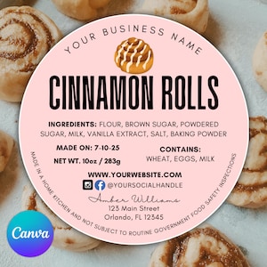 Cottage Bakery Cinnamon Roll Label - Etsy