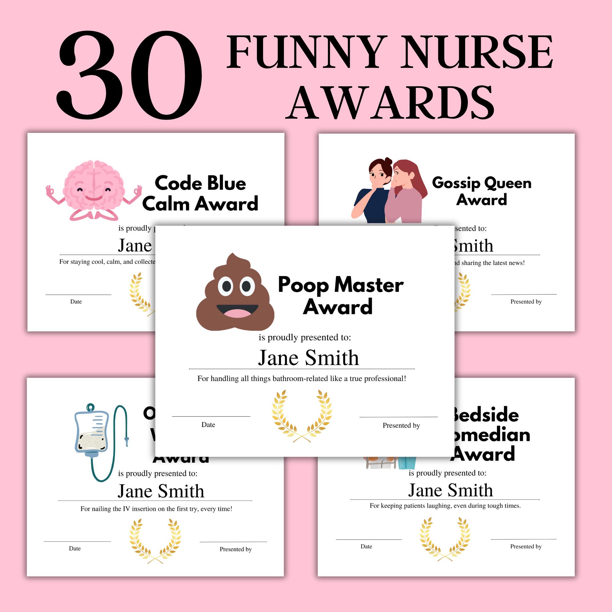 Funny Nursing Award Certificates, Nurse Appreciation Week, Medical ...