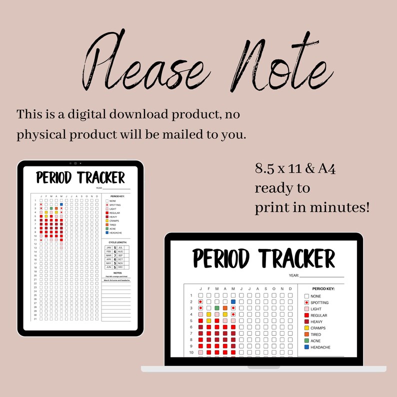 Period Tracker Printable, Period Calendar, Menstrual Symptoms, Cycle ...
