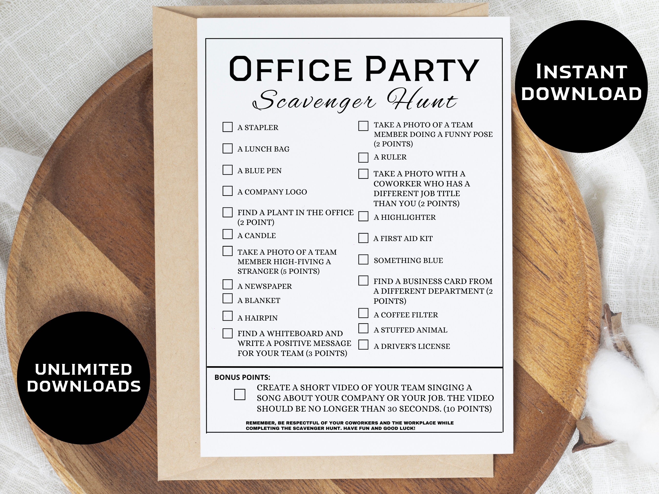 Office Party Scavenger Hunt, Work Scavenger Hunt, Team Building Games ...