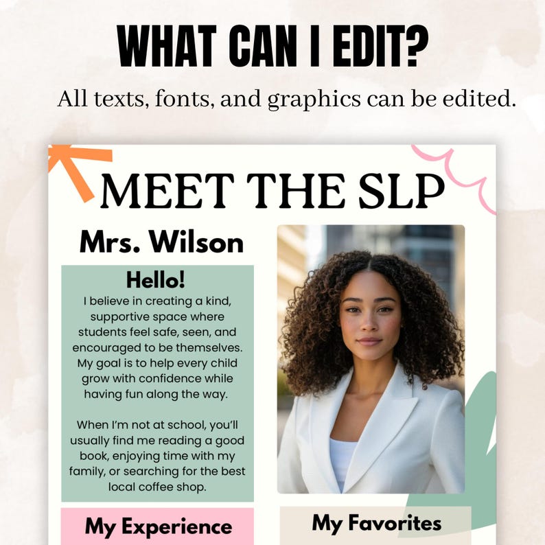 Meet the SLP Editable Template, Printable Speech Language Pathologist ...