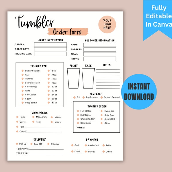 Cup Order Form - Etsy