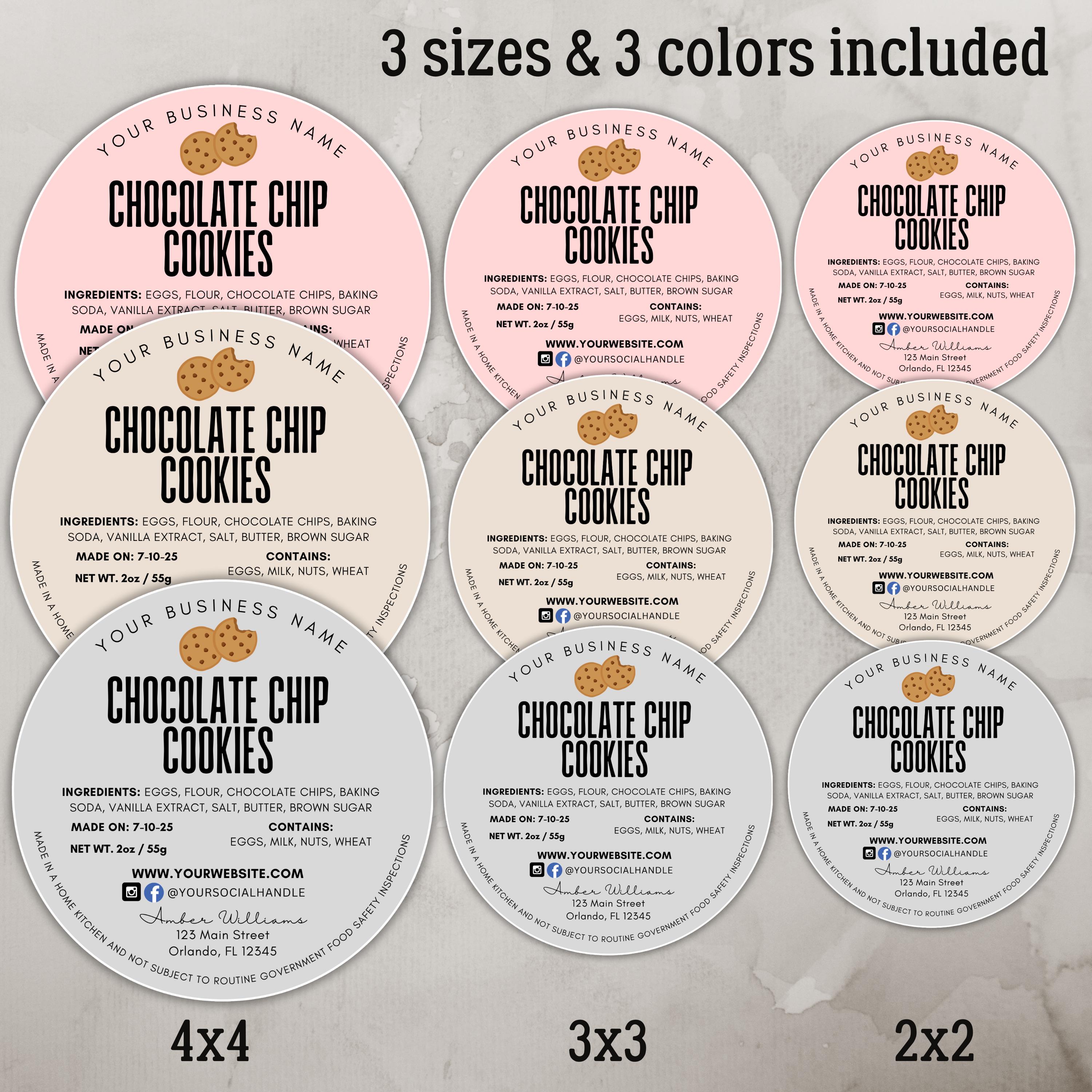 Editable Cottage Food Label, DIY Bakery Label, Printable Food ...