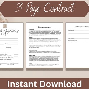 Bridal Makeup Contract, Editable Bridal Makeup Artist Contract Template ...