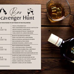 Bar Crawl Scavenger Hunt, Bar Scavenger Hunt, Bar Games, Adult ...