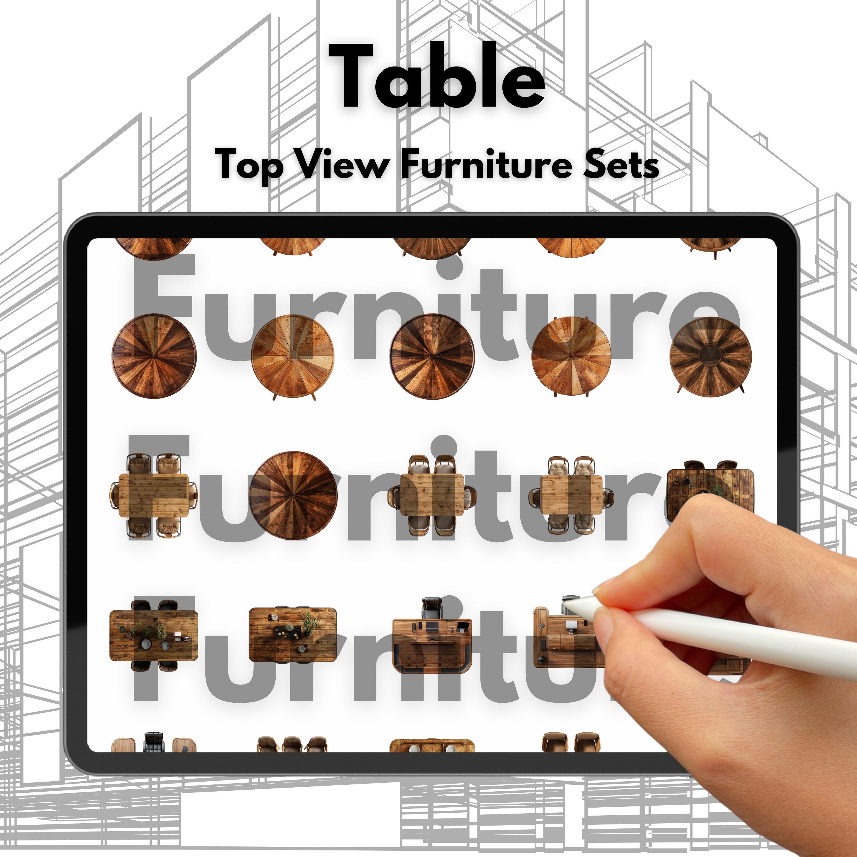 100+ Table Plan View Set, Modern Classic Table Designs, Architecture ...