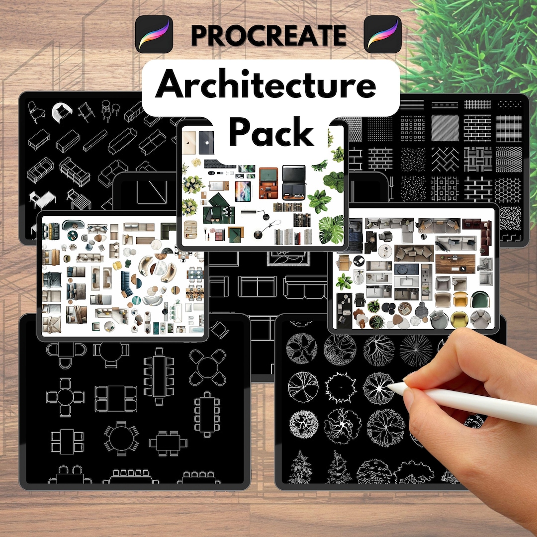Architecture Procreate Pack, Furniture Pack, Isometric Brushset, Bed ...