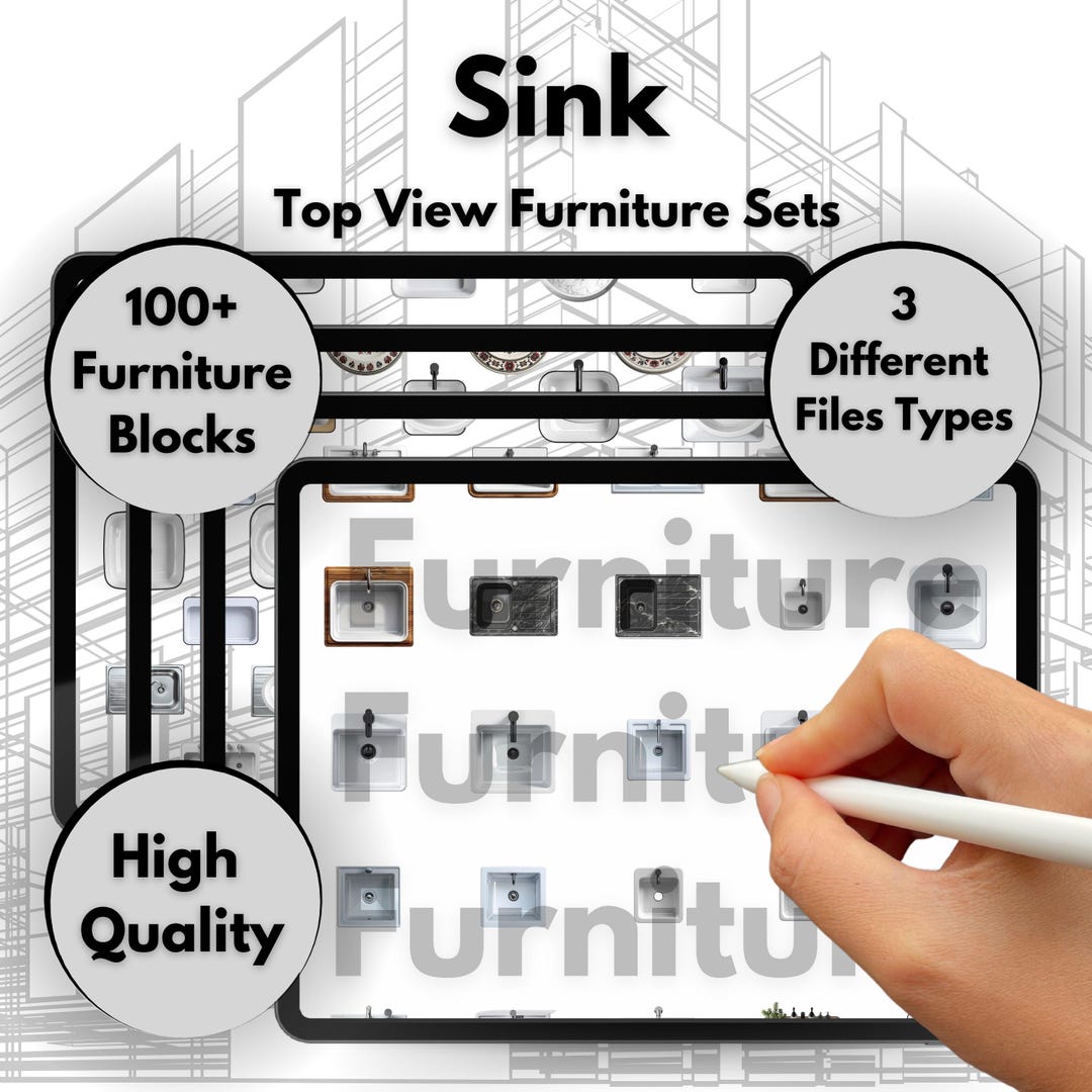 100+ Sink Plan View Set, Modern Classic Sink Designs, Architecture ...