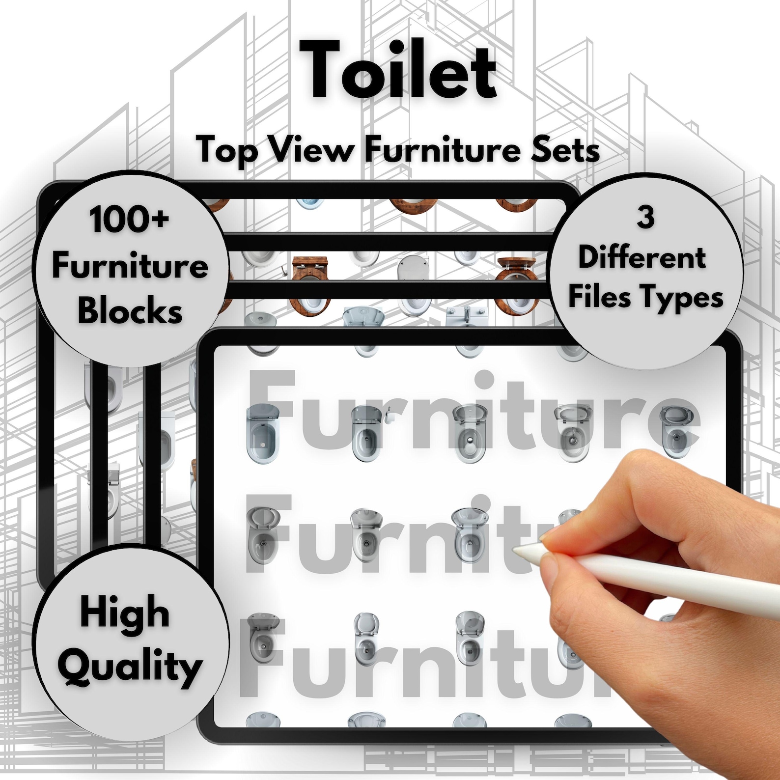 100+ Toilet Plan View Set, Modern Classic Toilet Designs, Architecture ...