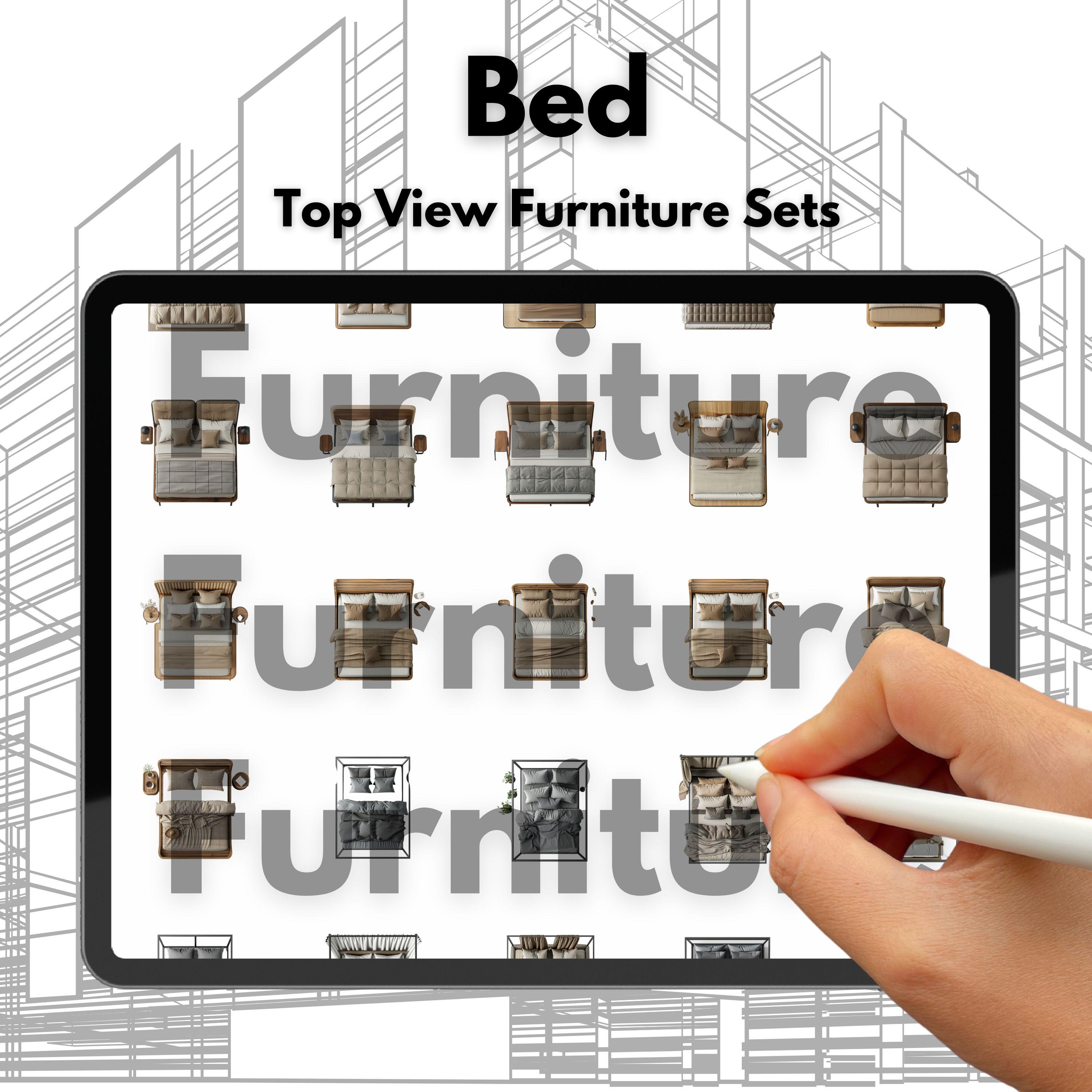 100+ Bed Plan View Set, Modern Classic Bed Designs, Architecture ...