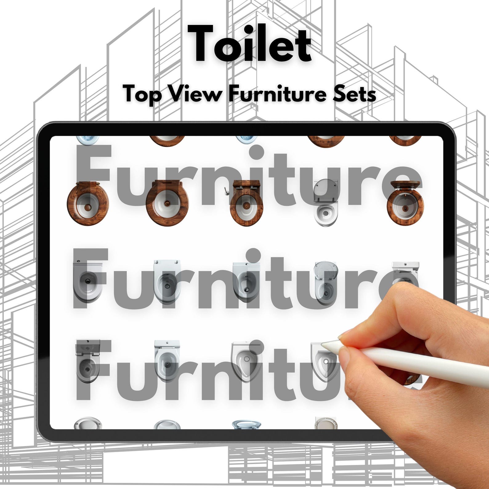 100+ Toilet Plan View Set, Modern Classic Toilet Designs, Architecture ...