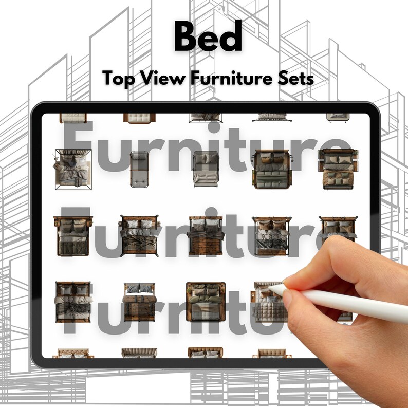 100+ Bed Plan View Set, Modern Classic Bed Designs, Architecture ...
