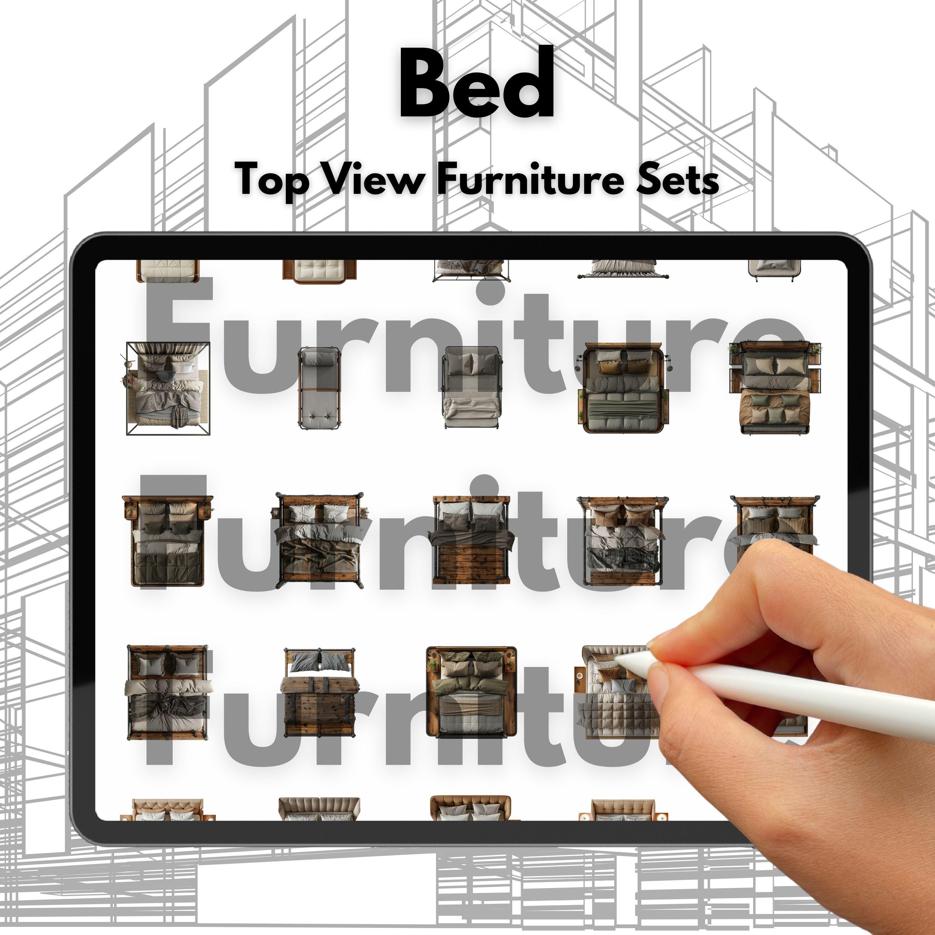 100+ Bed Plan View Set, Modern Classic Bed Designs, Architecture ...
