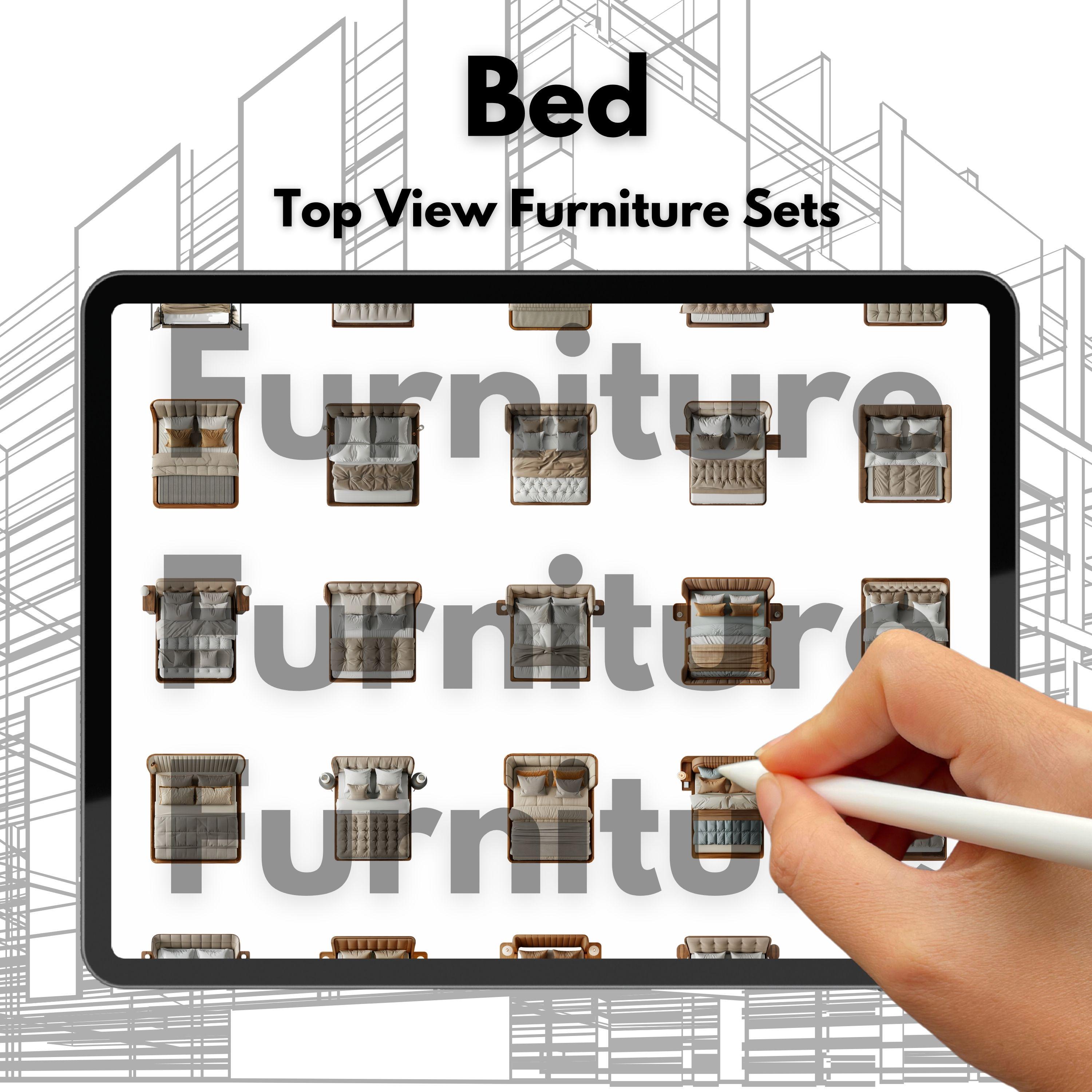 100+ Bed Plan View Set, Modern Classic Bed Designs, Architecture ...