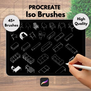 Architecture Procreate Pack, Furniture Pack, Isometric Brushset, Bed ...