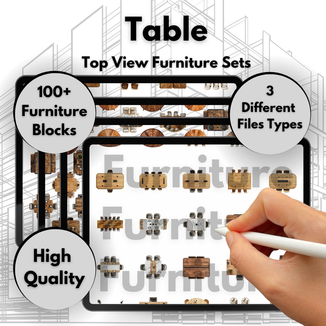 100+ Table Plan View Set, Modern Classic Table Designs, Architecture ...