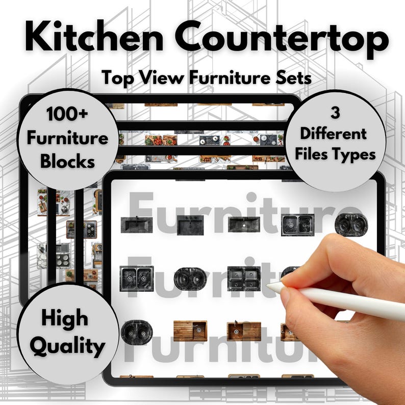 100+ Kitchen Countertop Plan View, Modern Classic Designs, Architecture ...