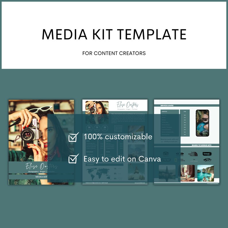 MEDIA KIT Template | Instant Digital Download | Editable on Canva ...