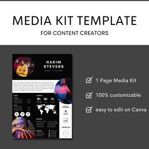MEDIA KIT Template | Instant Digital Download | Editable on Canva ...