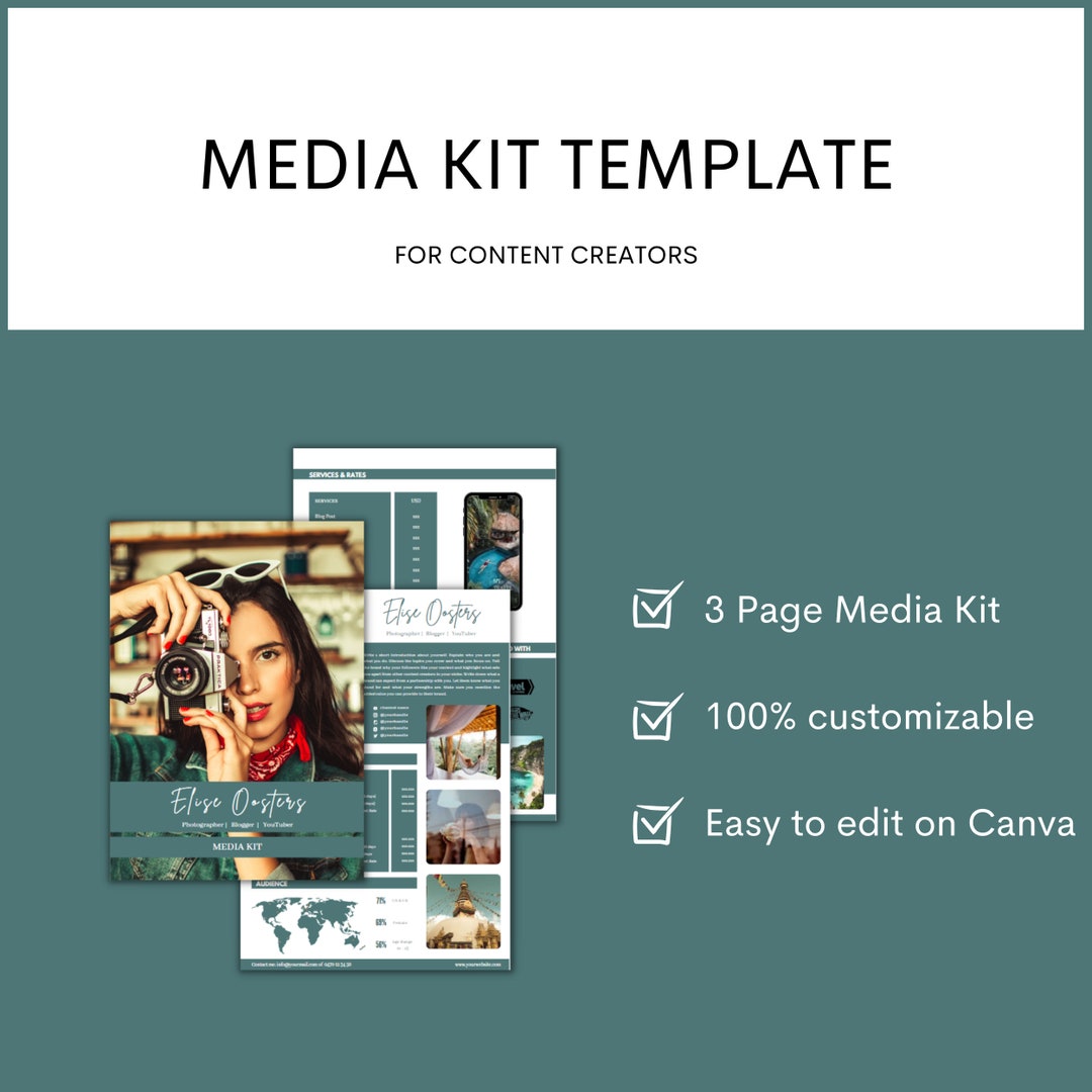 MEDIA KIT Template | Instant Digital Download | Editable on Canva ...