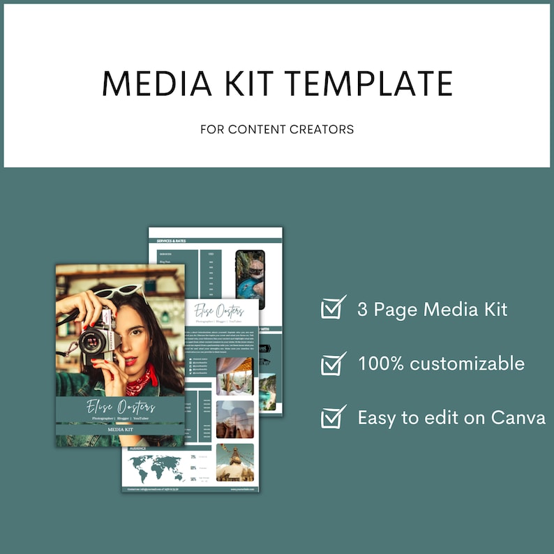 MEDIA KIT Template | Instant Digital Download | Editable on Canva ...