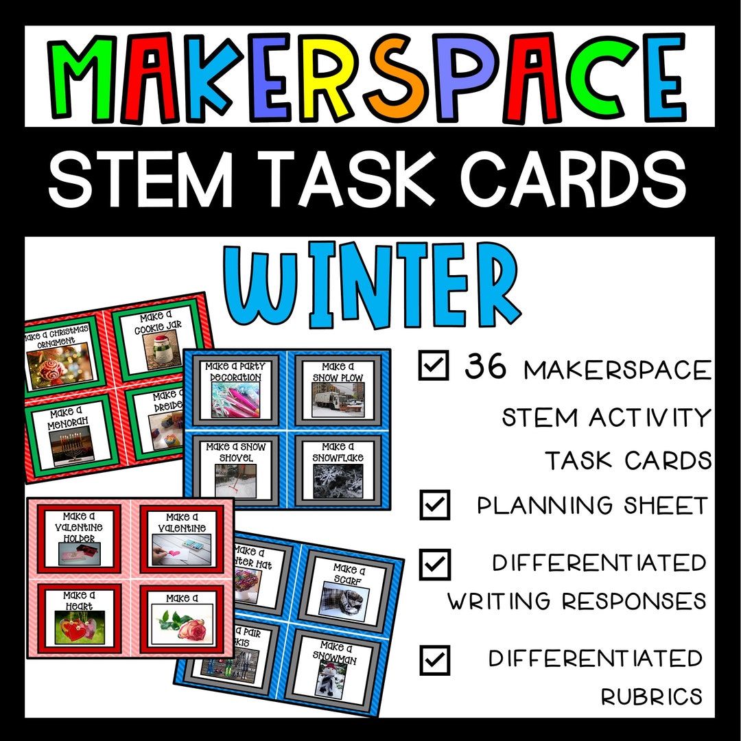 Winter January STEM Makerspace Task Card Activities STEM Challenge - Etsy