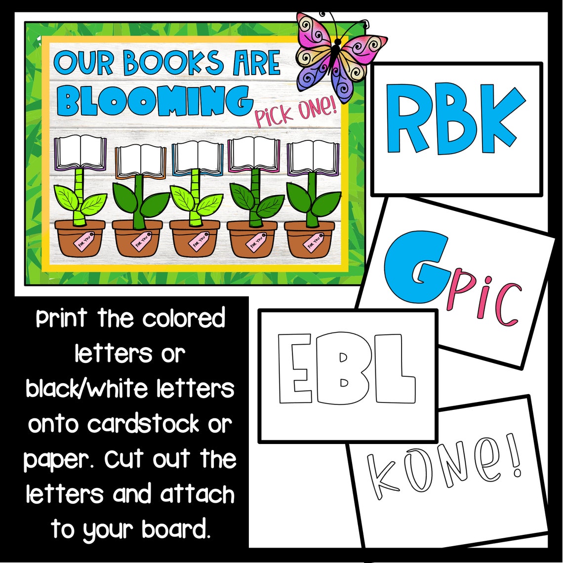 Spring Reading Library Bulletin Board Kit With Writing Response Craft ...