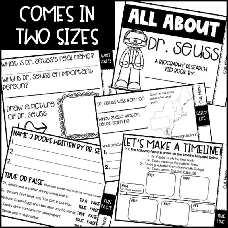 Dr. Seuss Research Biography Flip Book Read Across America - Etsy