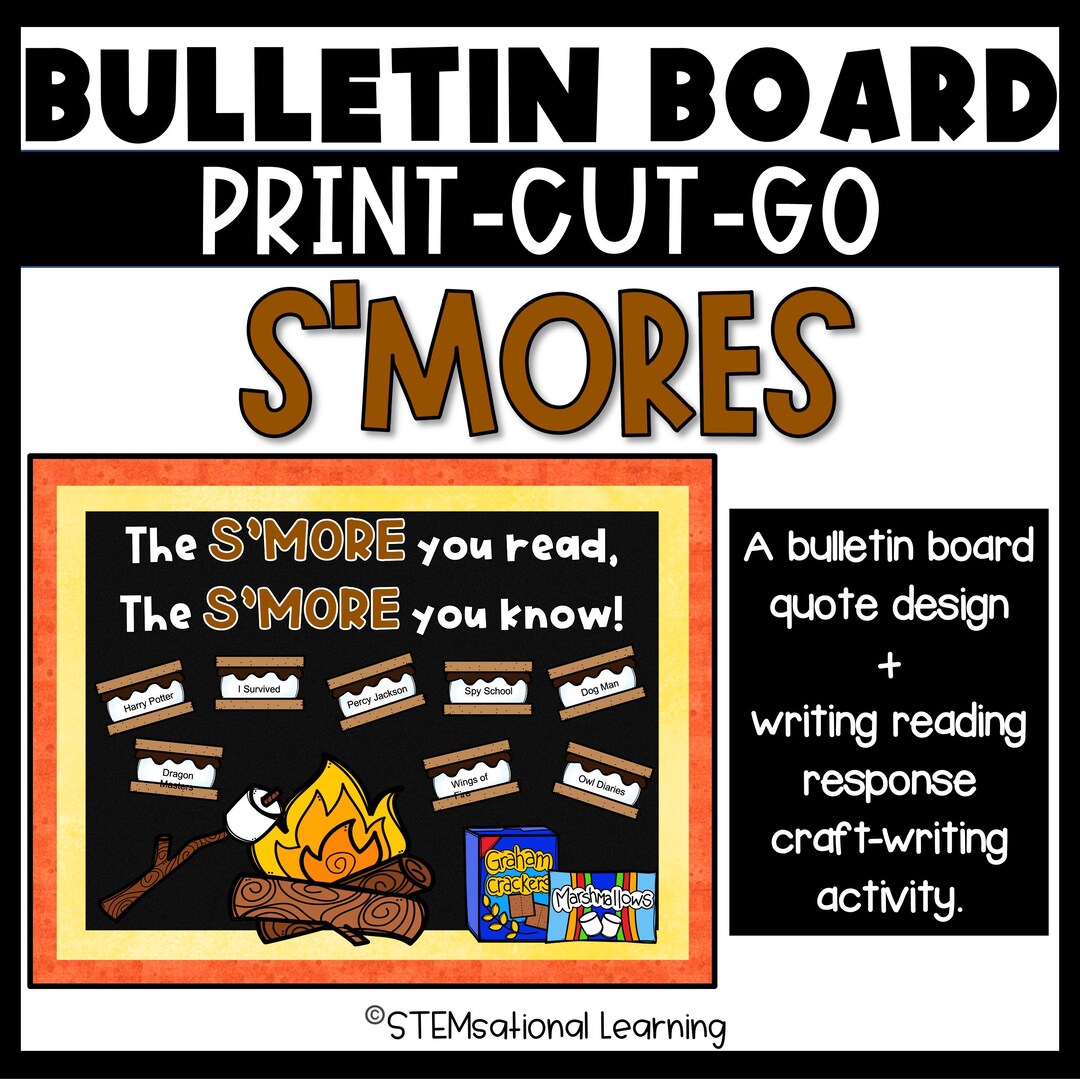 Summer Back to School Camping S'mores Theme Reading Library Bulletin ...