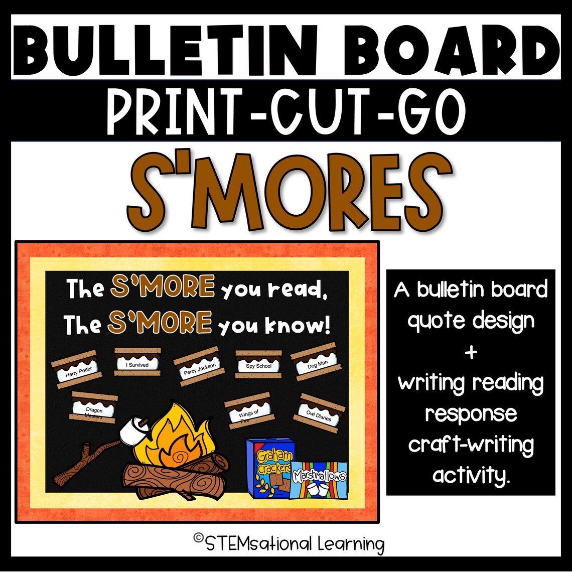 Summer Back to School Camping S'mores Theme Reading Library Bulletin ...