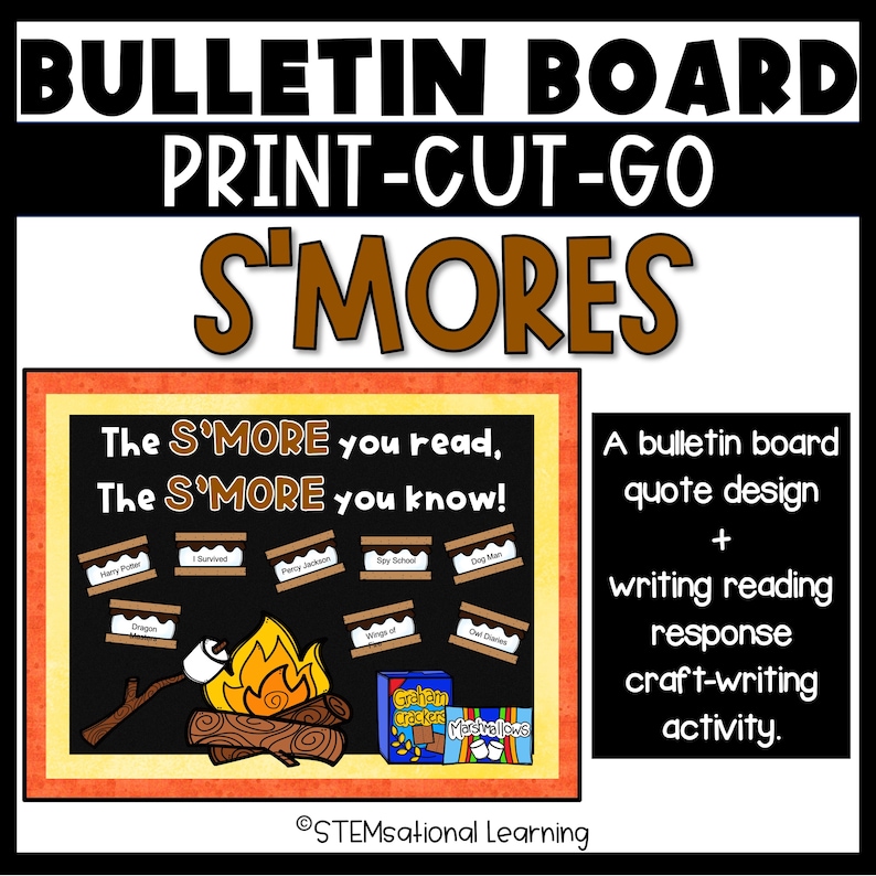 Summer Back to School Camping S'mores Theme Reading Library Bulletin ...