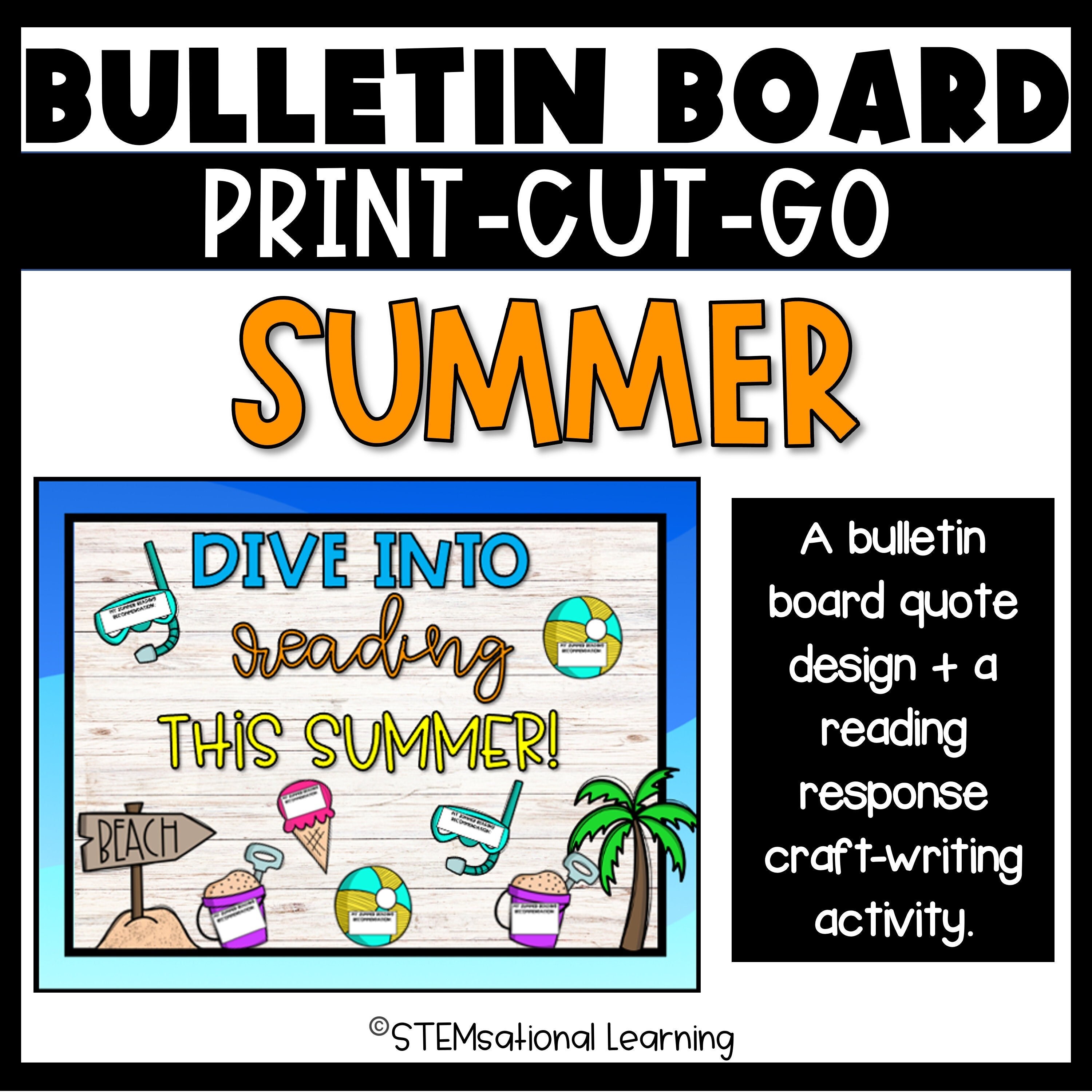 Summer Bulletin Board Library Reading With Writing Activities, Class ...