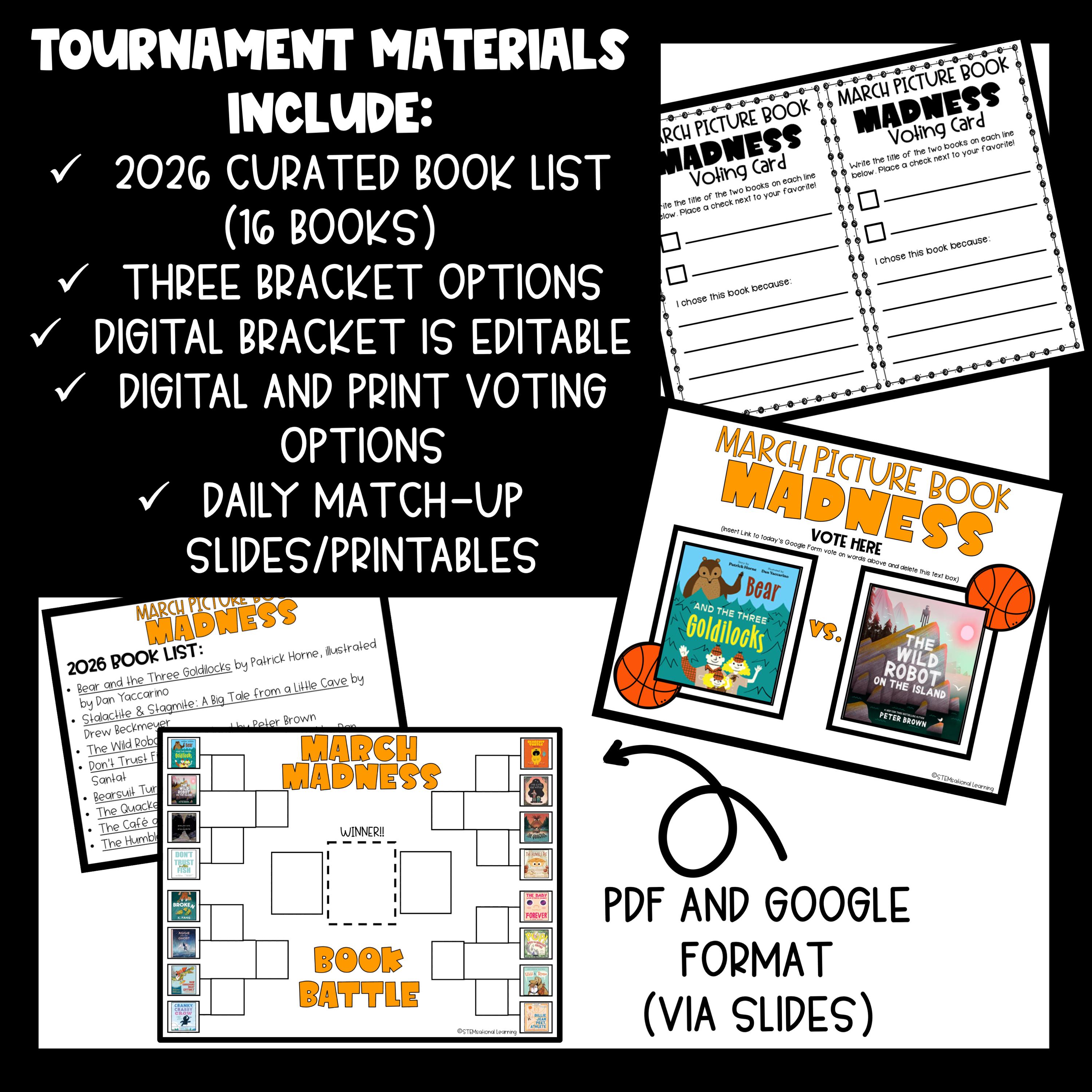 2026 March Madness Reading Challenge Picture Book Tournament Bracket ...
