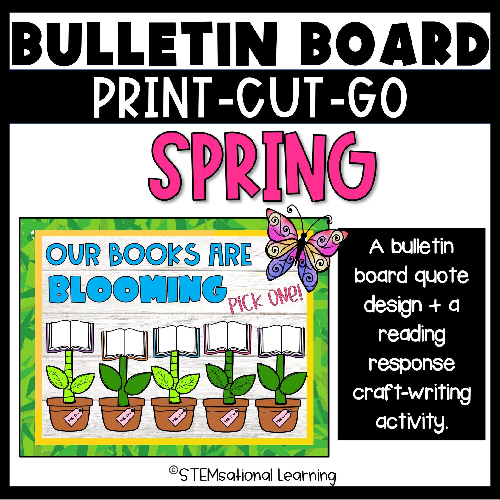 Spring Reading Library Bulletin Board Kit With Writing Response Craft ...