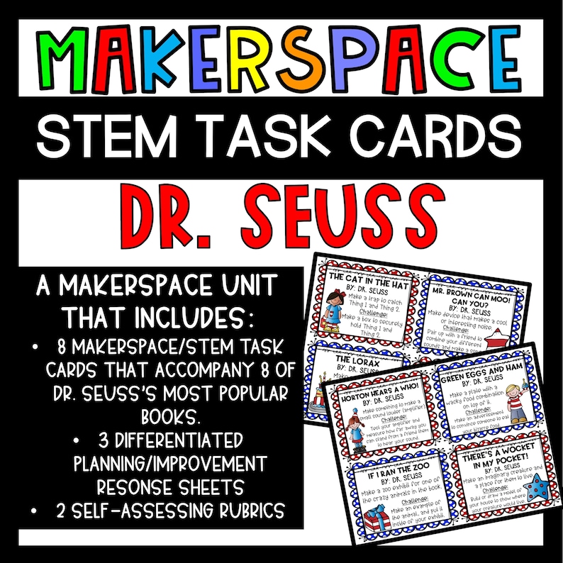 Dr. Seuss STEM Makerspace Task Cards | Read Across America - Etsy