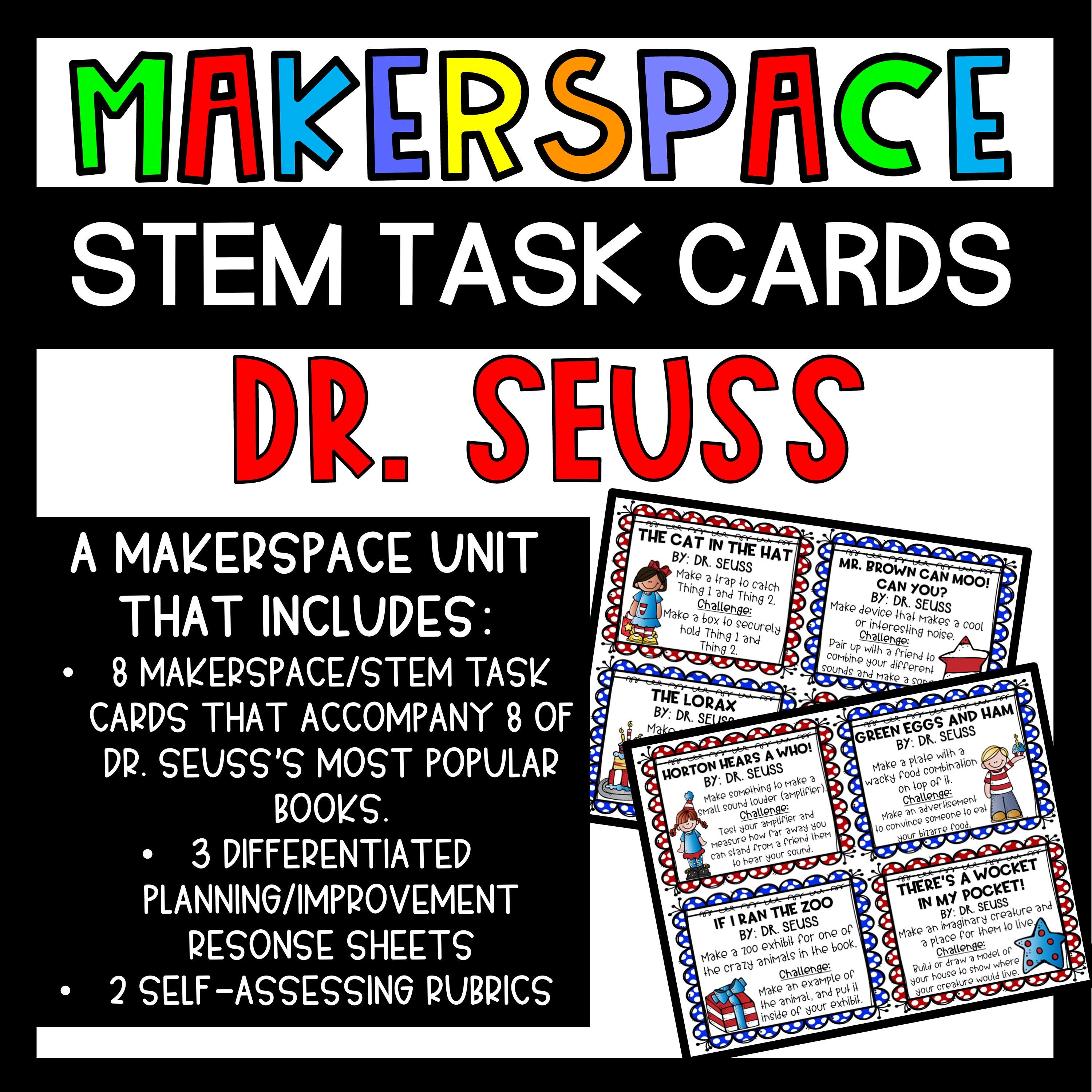 Dr. Seuss STEM Makerspace Task Cards Read Across America - Etsy