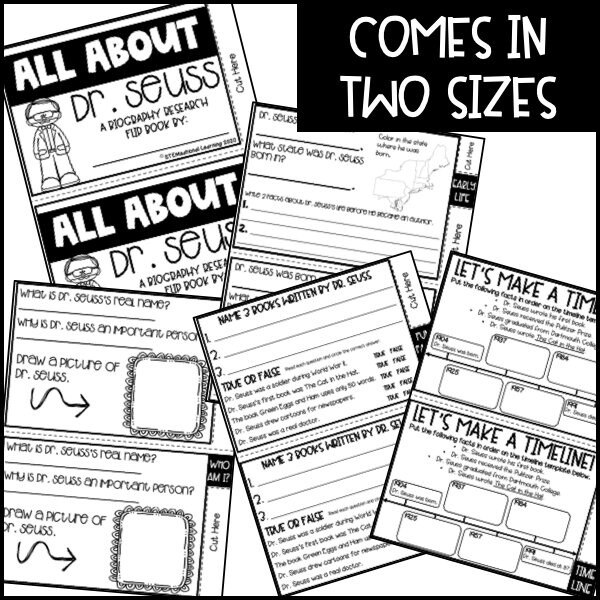 Dr. Seuss Research Biography Flip Book | Read Across America - Etsy