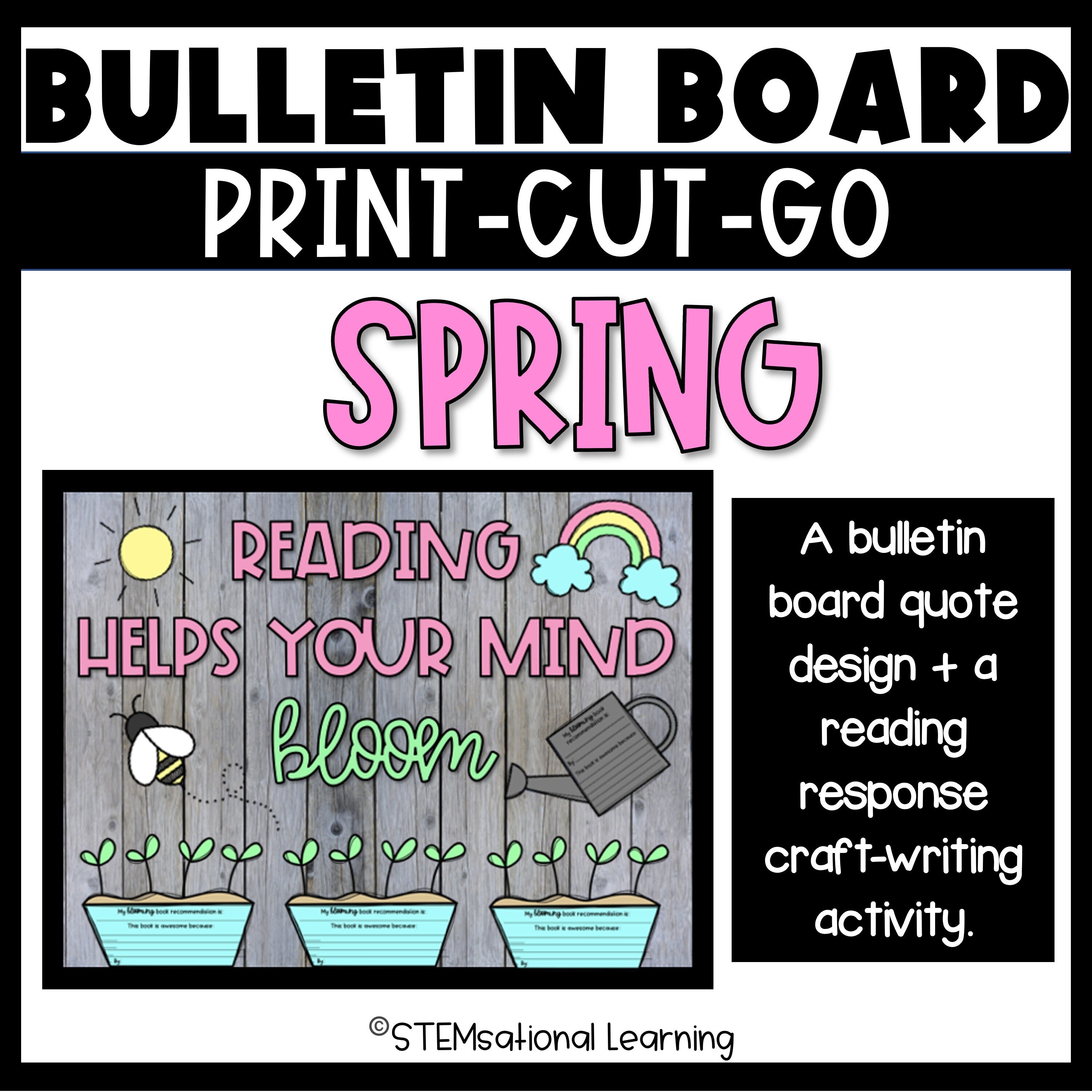 Spring Reading Library Bulletin Board Kit With Writing Response Craft ...