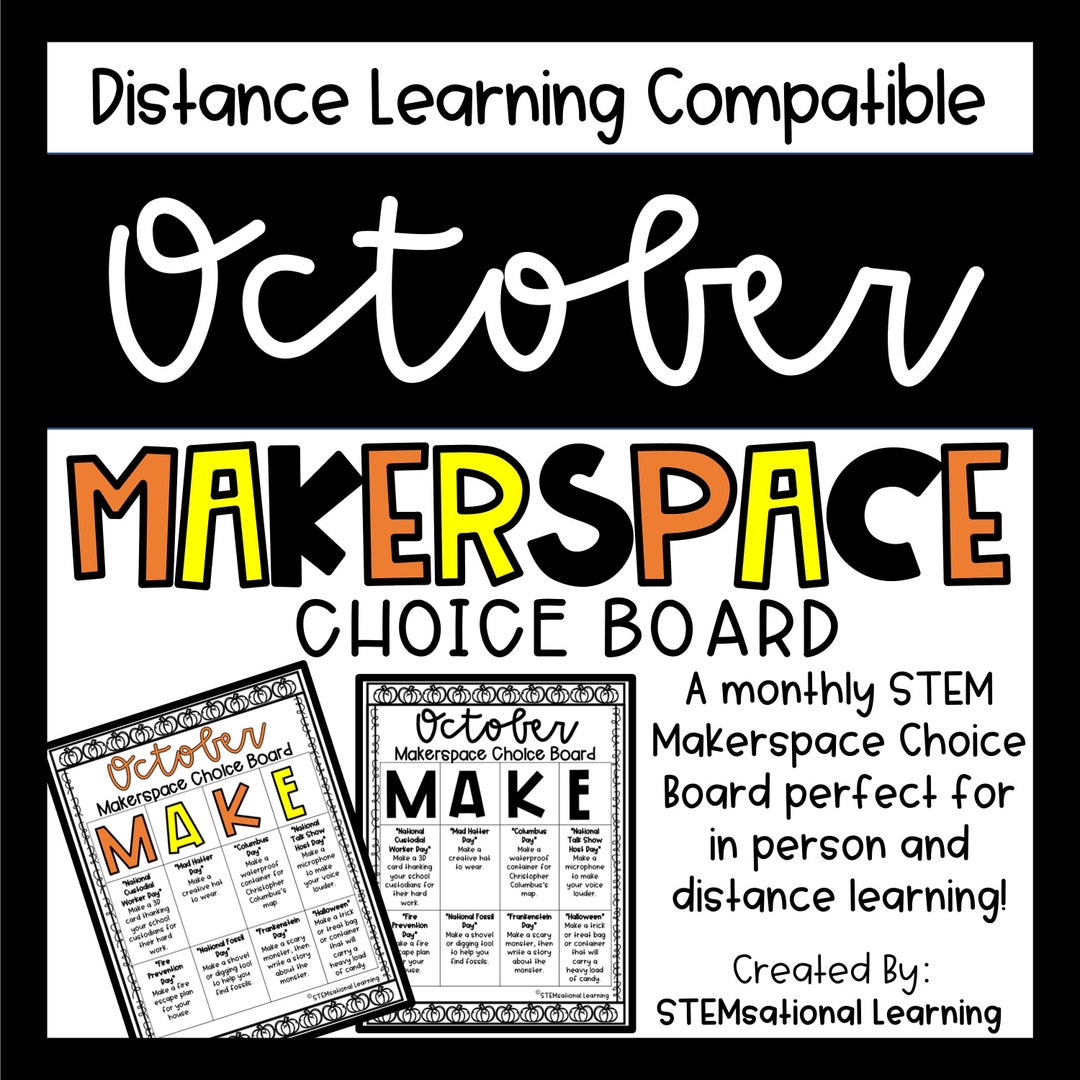 October | Fall Makerspace STEM Choice Board Challenge Activities Task ...