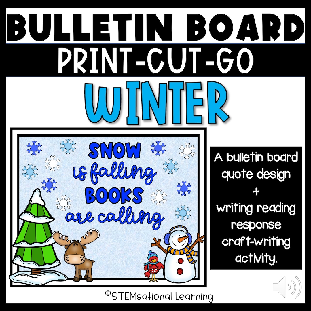 Winter January New Year Bulletin Board Reading Library Door Decor Hall ...