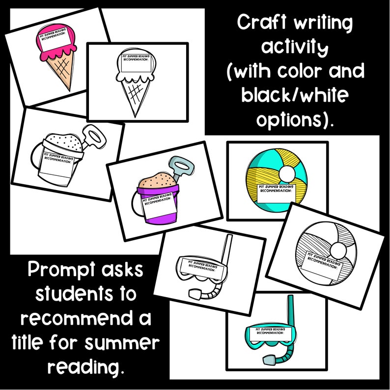 Summer Bulletin Board Library Reading With Writing Activities, Class ...