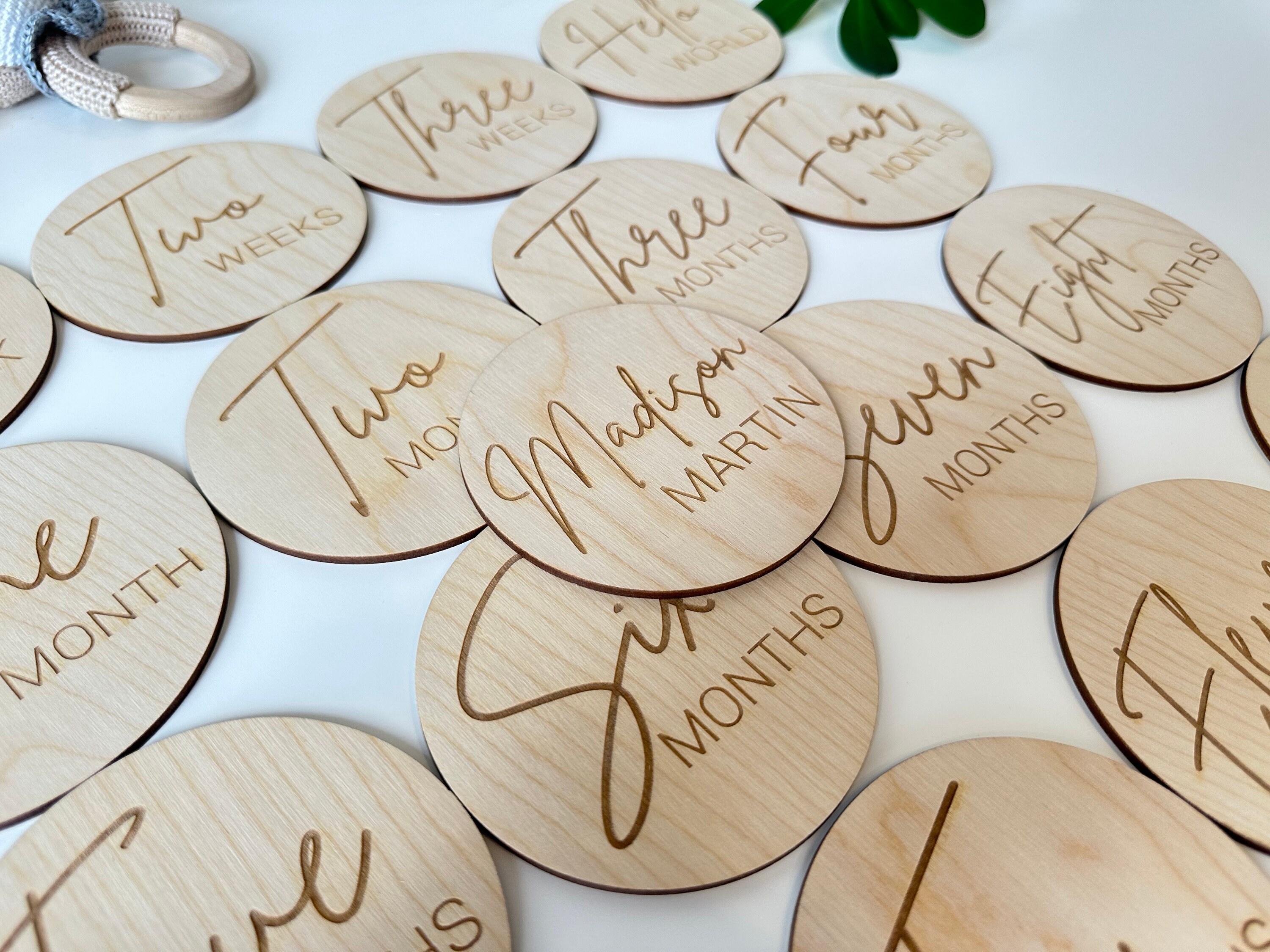 Monthly Milestone Markers for Newborn Baby, Milestone Disc, Wood ...