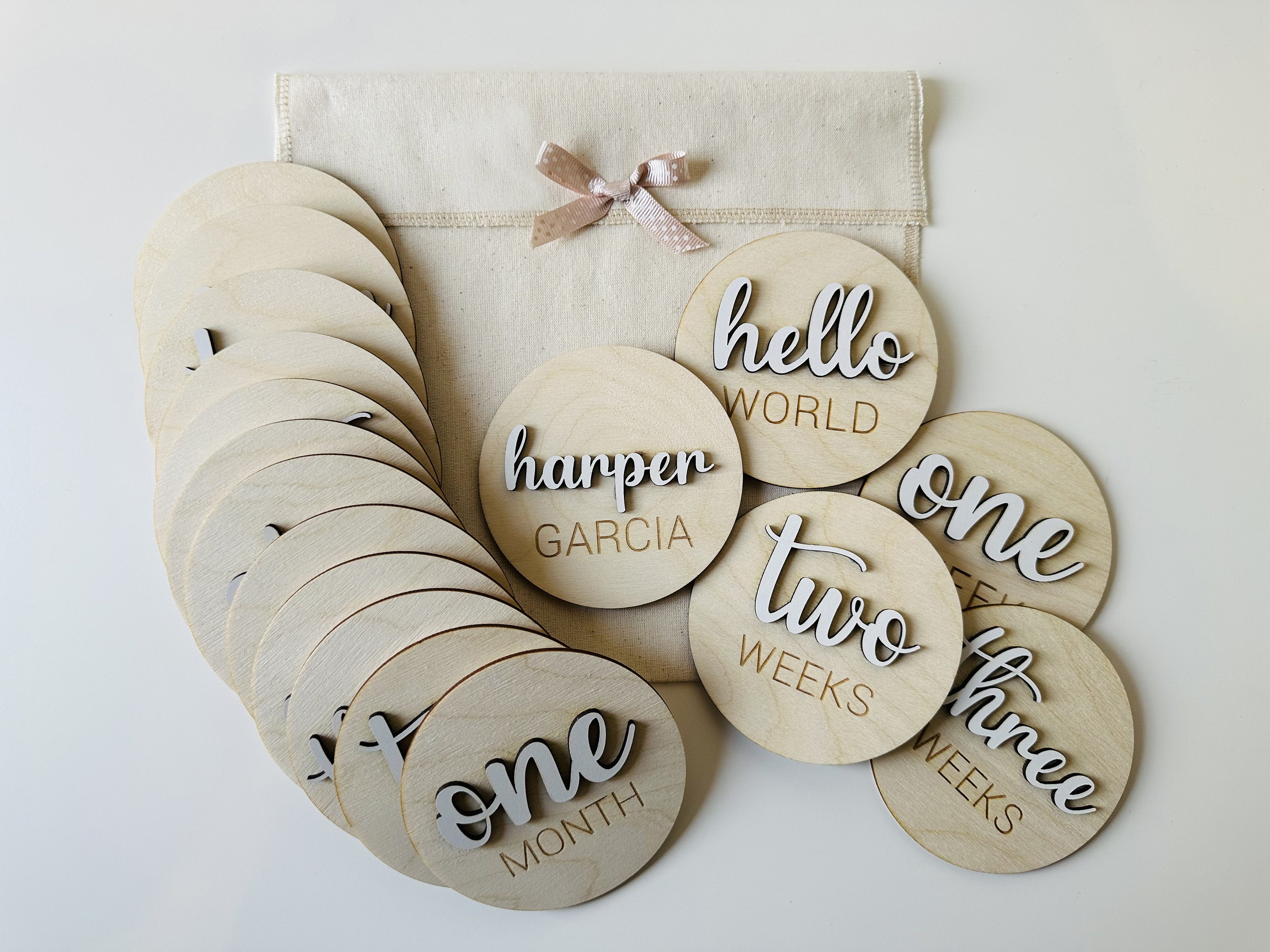 Wooden Monthly Milestone Discs, Baby Monthly Milestone Markers, Baby ...