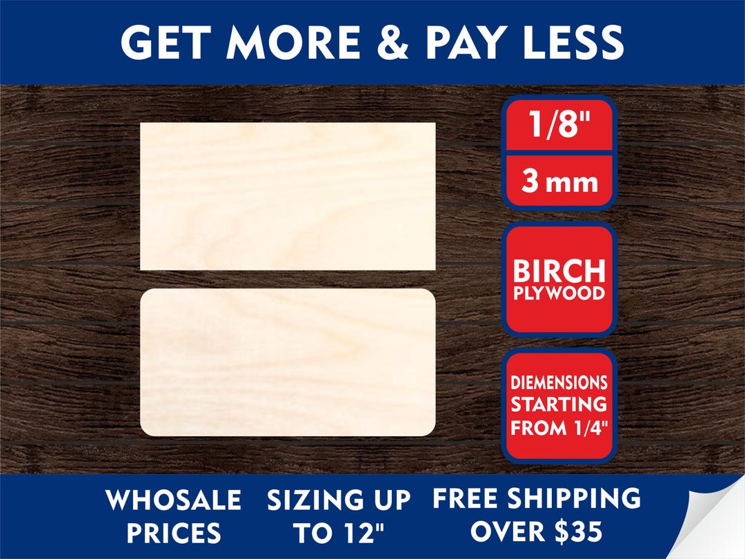 50 / 100 / 250 / 500 Unfinished Wood Rectangle Shape DIY Craft Blank ...