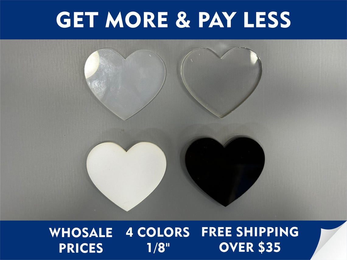 10 / 25 / 50 / 100 Pieces Clear Acrylic Heart DIY Craft Plexiglass ...