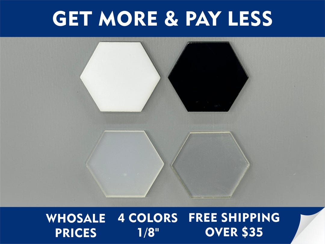 10 / 25 / 50 / 100 Pieces Clear Acrylic Hexagon DIY Craft Blanks ...