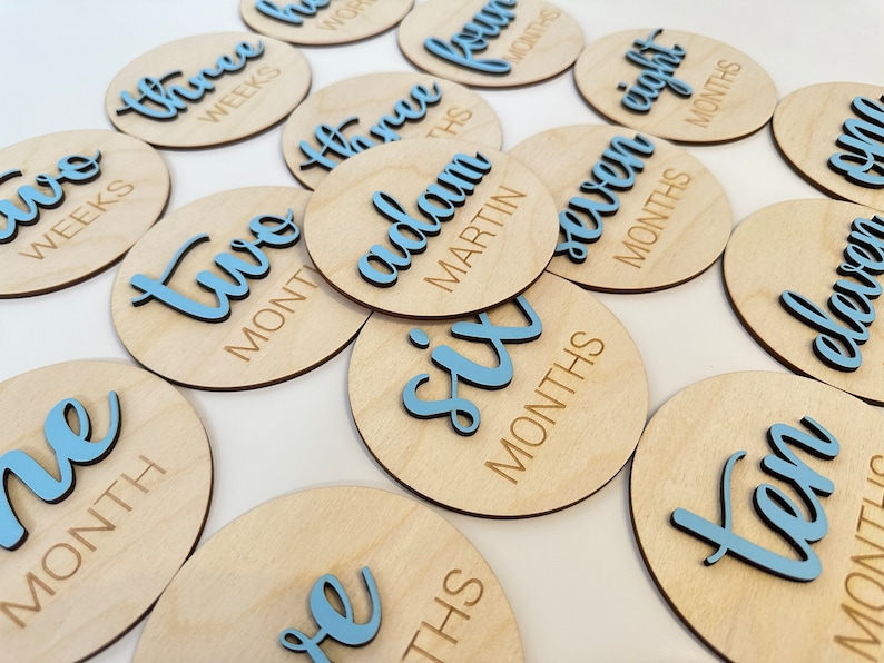 Wooden Monthly Milestone Discs, Baby Monthly Milestone Markers, Baby ...