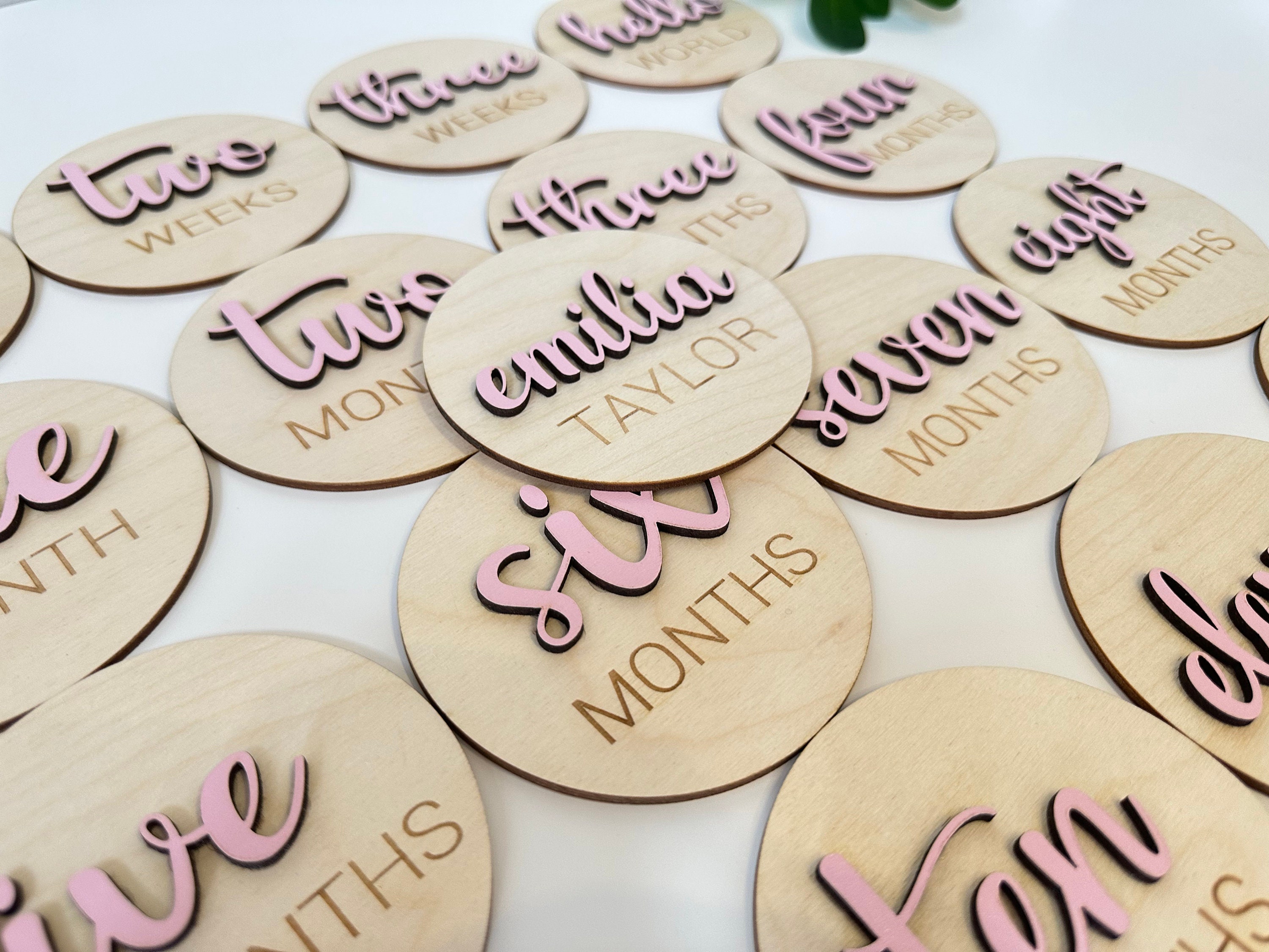 Wooden Monthly Milestone Discs, Baby Monthly Milestone Markers, Baby ...