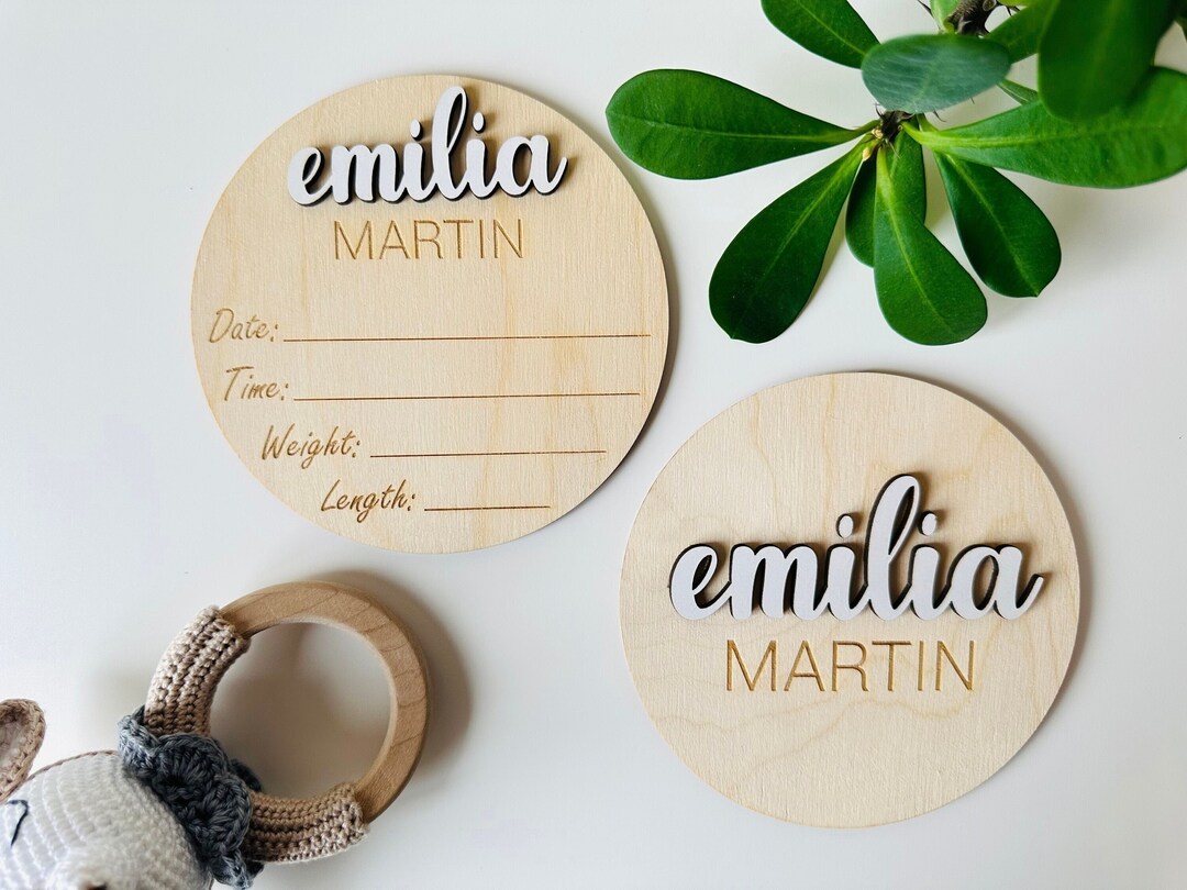 Baby Stats Plaque, Birth Announcement, Hospital Baby Stats, Round Birth ...